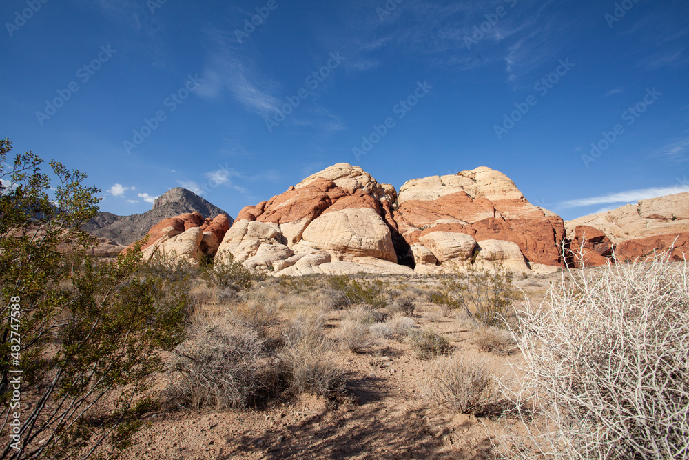 geological rock outcrop of painted layered sandstone petrified dunes in ...
