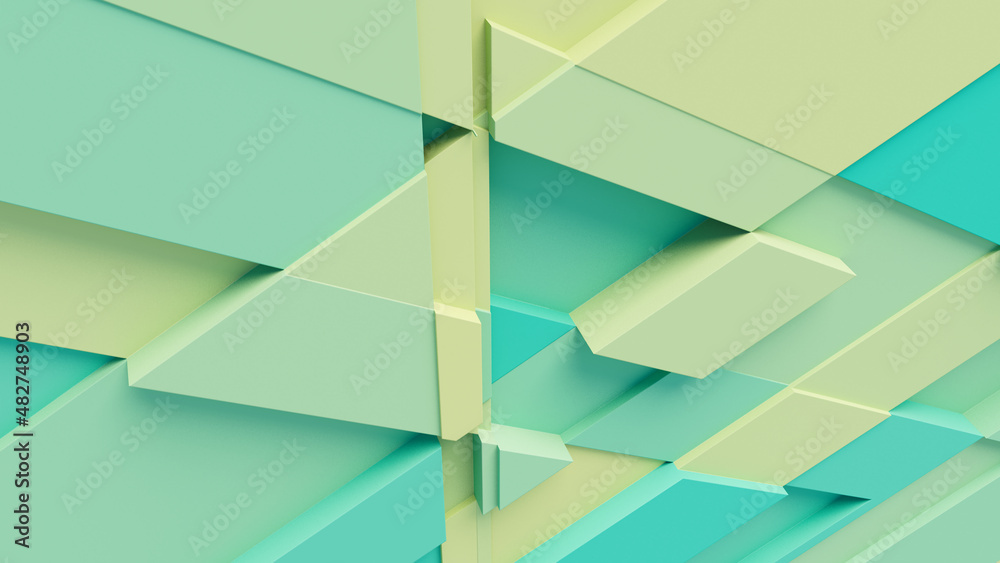 Turquoise and Yellow Tech Background with a Geometric 3D Structure ...