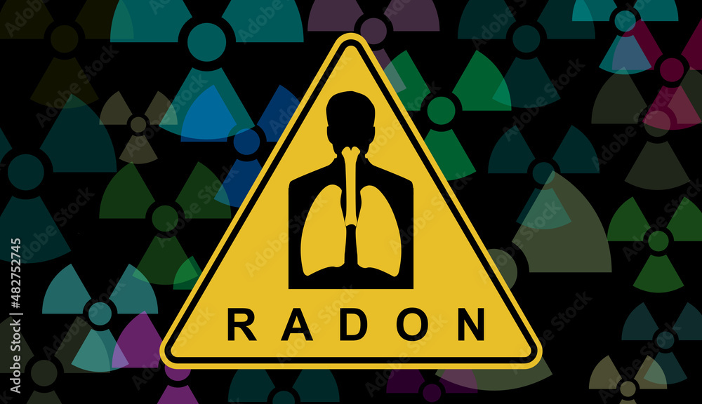 RADON. Alert signal, danger, possible lung cancer. A contaminant that ...