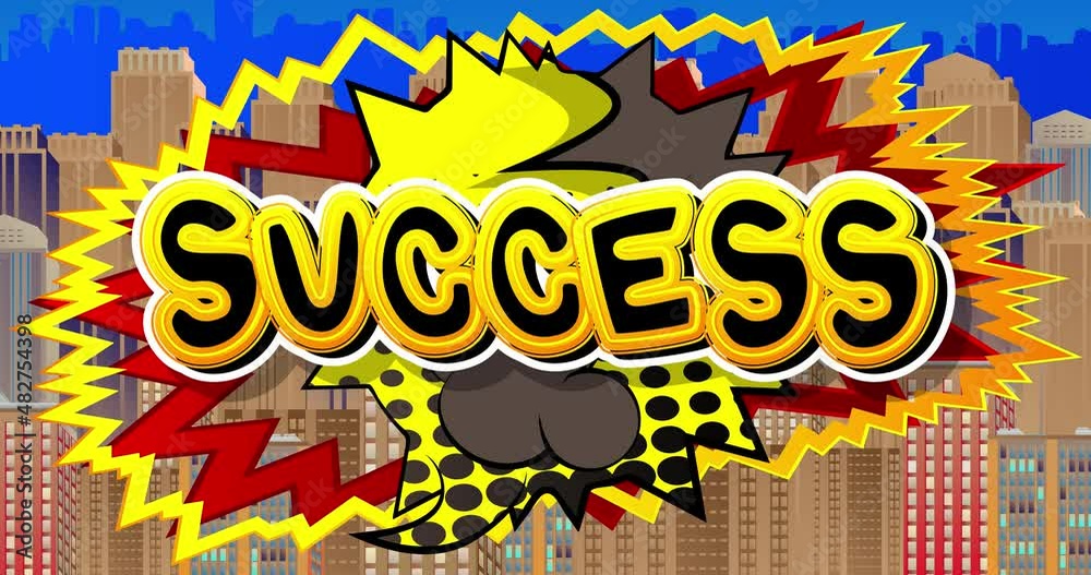Success. Successful business achievement concept. 4k animated Comic ...