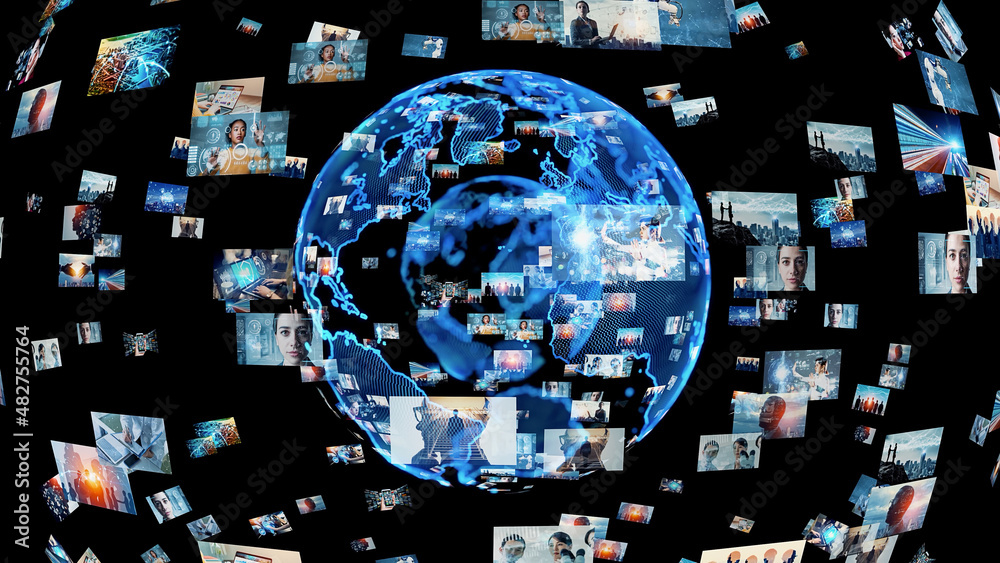 Digital contents concept. Social networking service. Streaming video ...