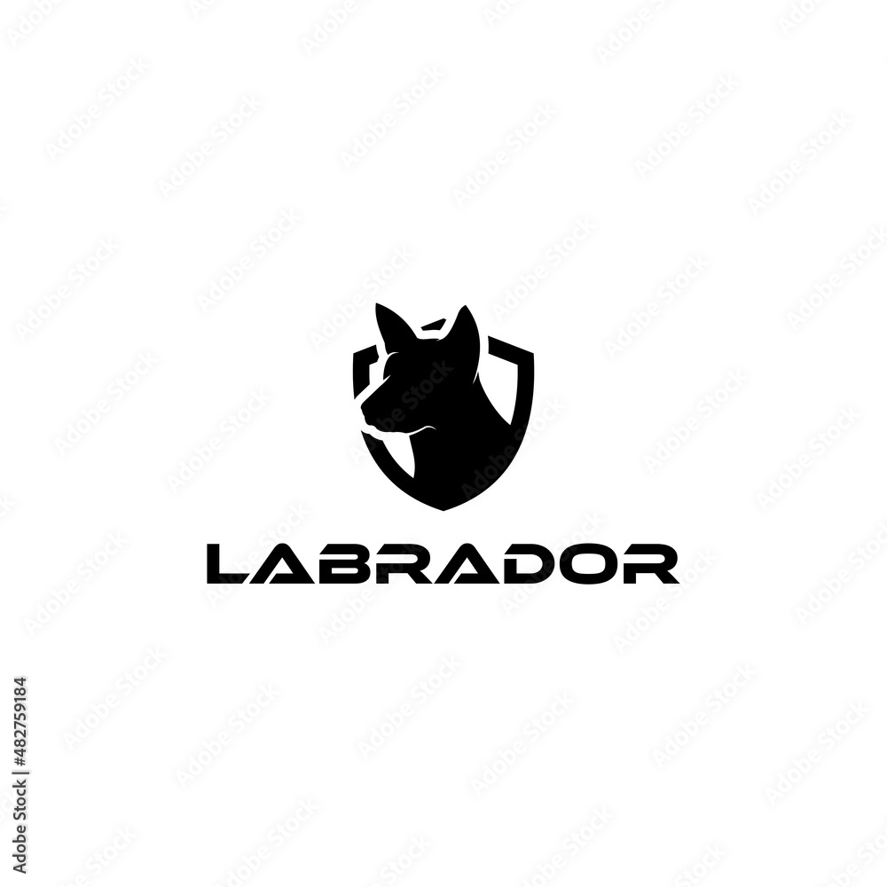 Labrador dog head silhouette logo inside shield Stock Vector | Adobe Stock