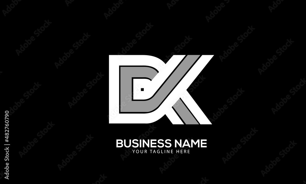 Alphabet DK or KD minimal road construction monogram vector logo ...