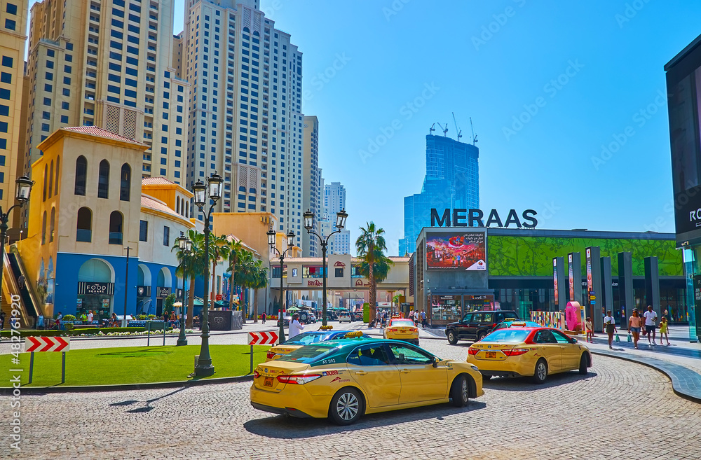 The taxies at the shopping mall in JBR Marina Beach neighborhood, on ...