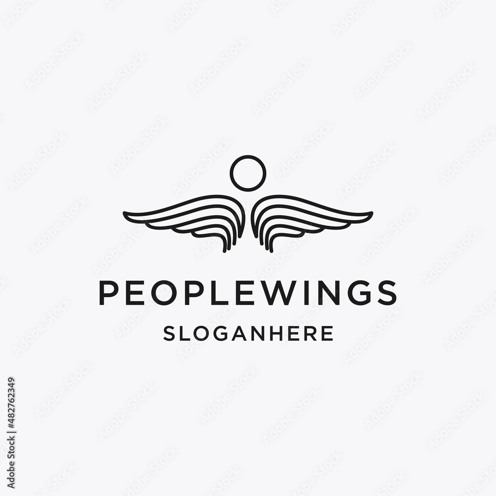 Angel wings. Abstract flying man logo design. Bird wings vector ...