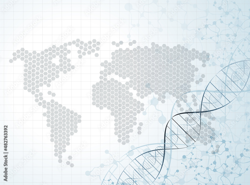 network map of the world in dna format. Stock Vector | Adobe Stock