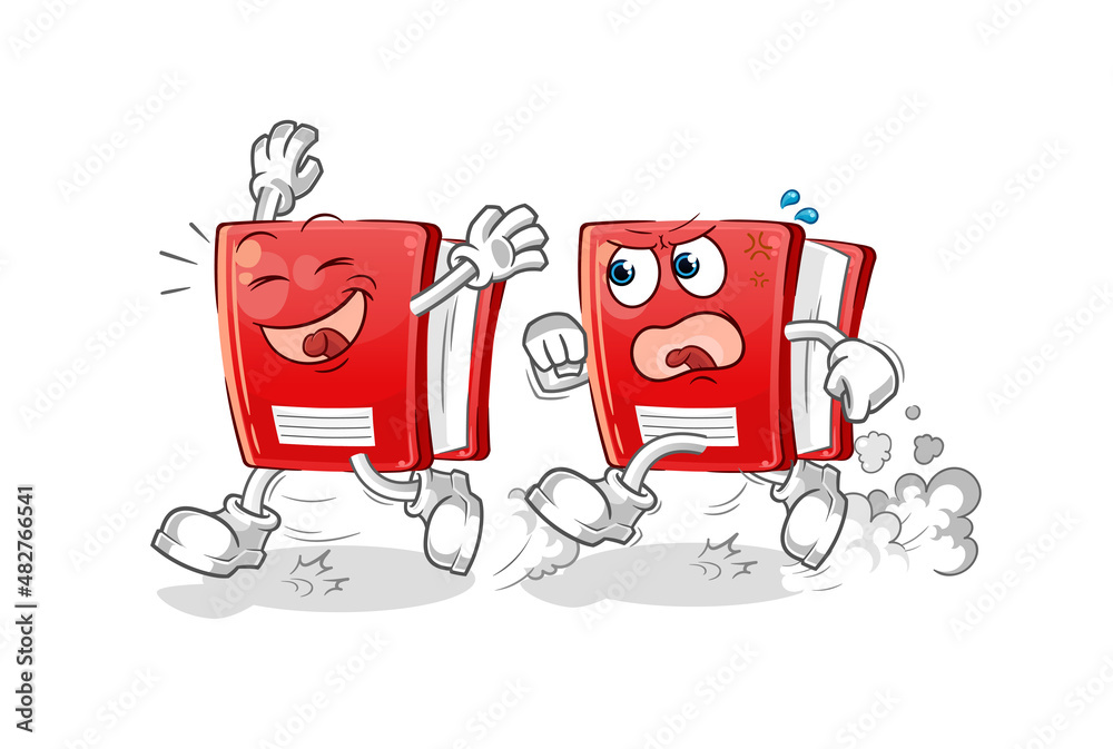 book play chase cartoon. cartoon mascot vector Stock Vector | Adobe Stock