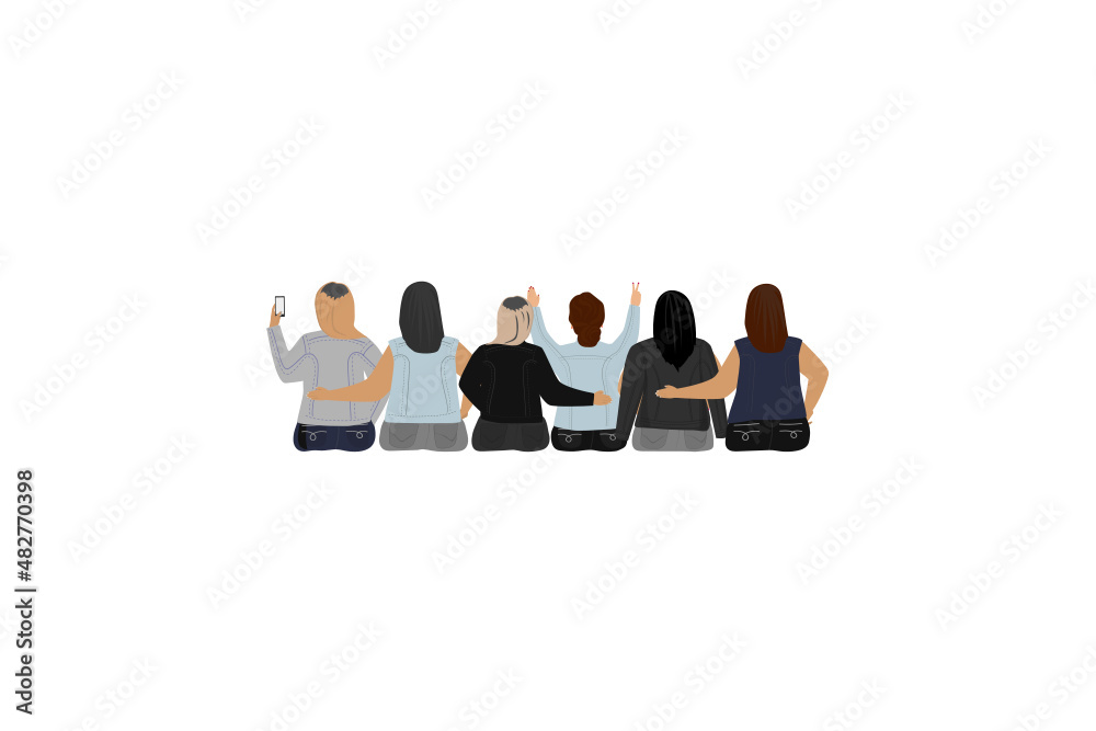 Best friends clipart Girls back view Family sisters. Besties Stock ...