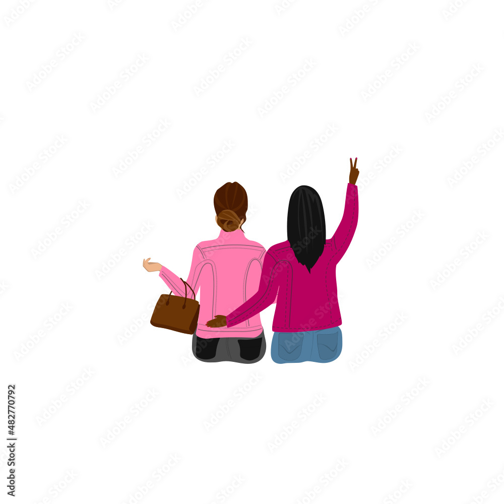 Best friends clipart Girls back view Family sisters. Besties Stock ...