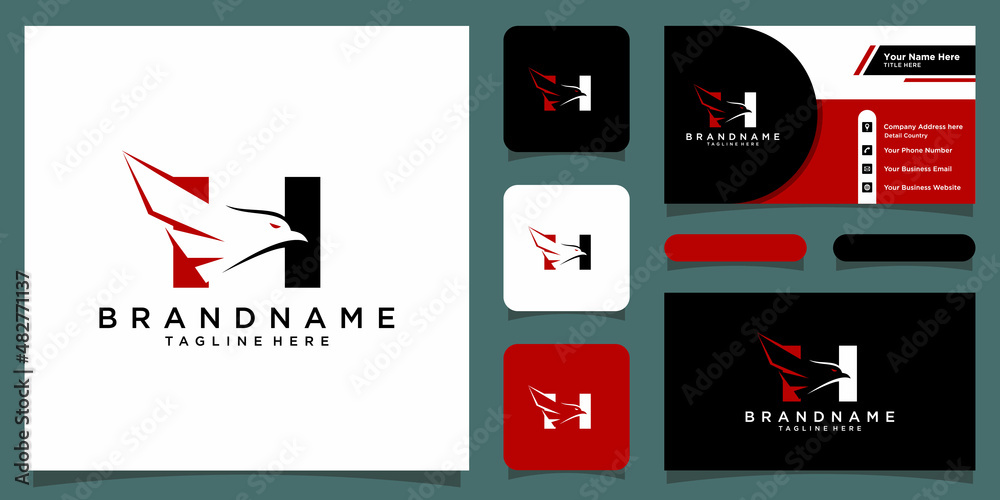 Initial H Letter Eagle Logo Icon with Creative Eagle Head Vector with ...