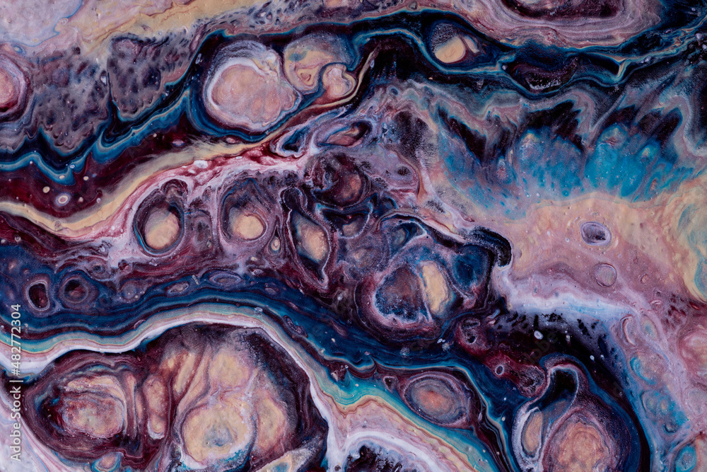 Abstract liquid art, modern fluid art background, colored elements with ...