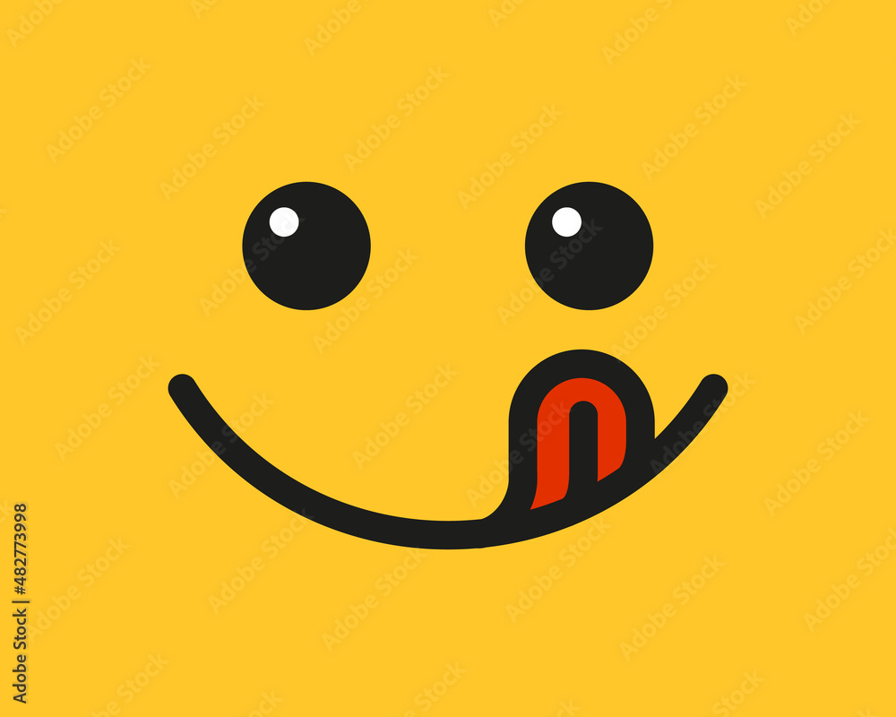 Yummy smile emoji with tongue lick mouth. Delicious tasty food symbol for social network. Yummy ...