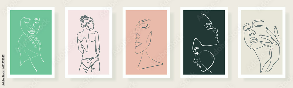 continuous line logo woman modern cosmetic beauty fashion vector ...