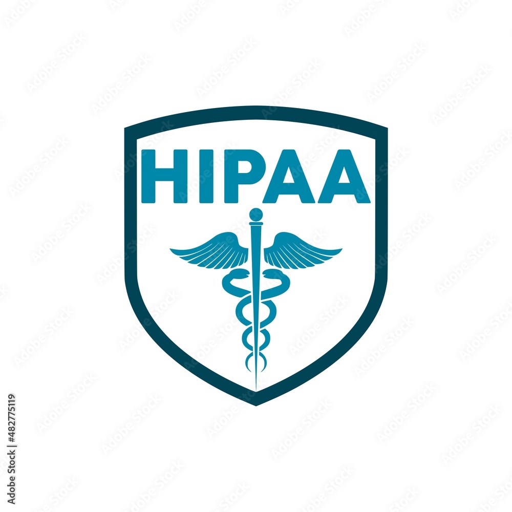 HIPAA Compliance Icon with Medical Symbol isolated on white background ...