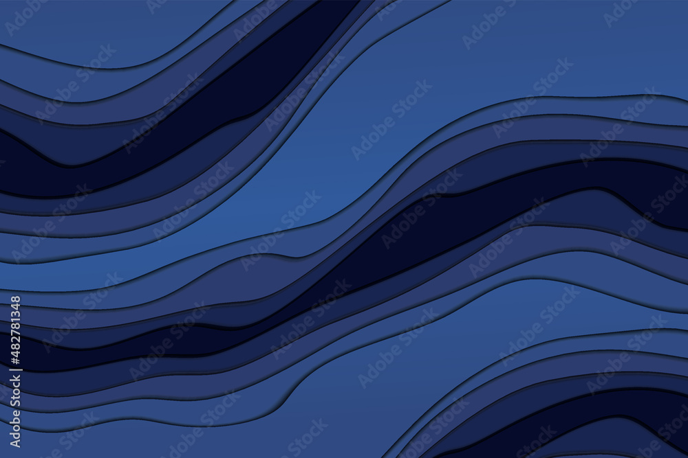 Paper cut abstract design background. Blue color papercut shapes style ...