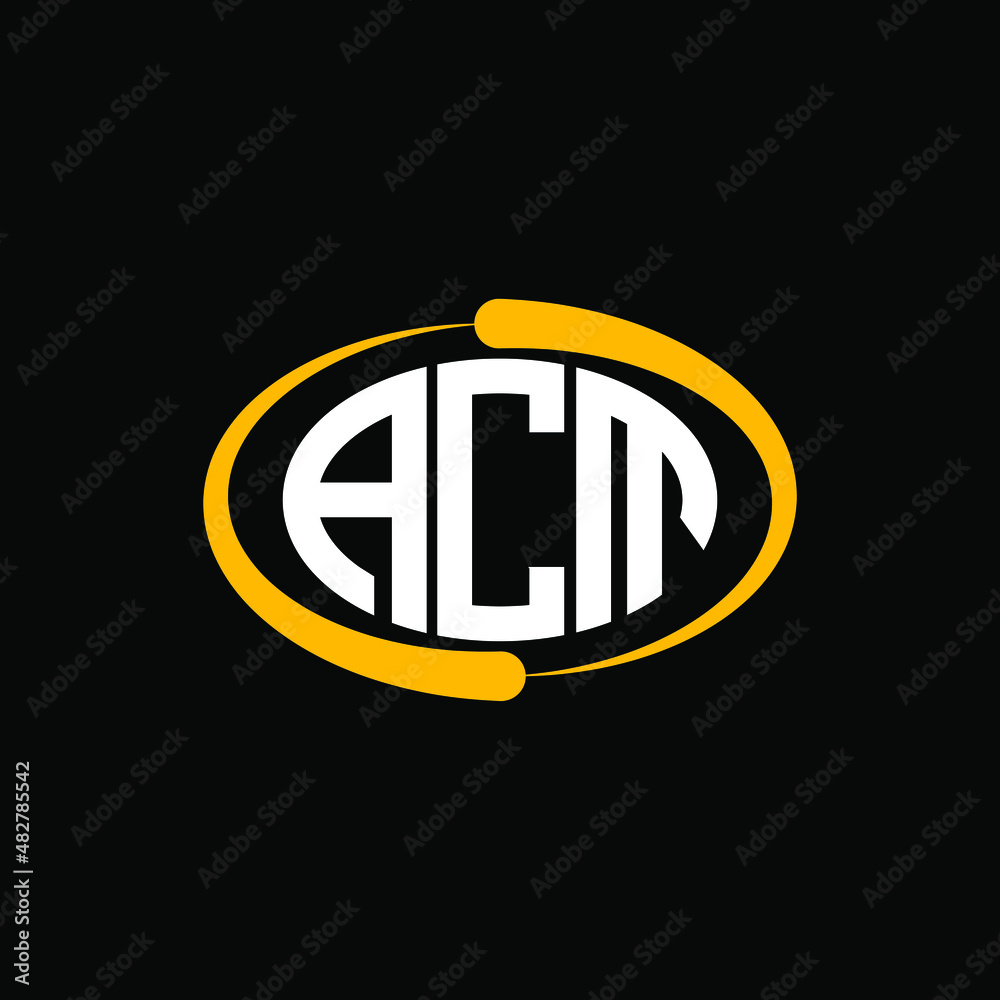 ACM letter logo design on black background. ACM creative initials ...
