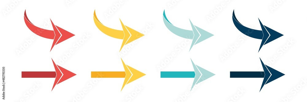 Arrow icon set. Colored arrow symbols. Arrow of different types. Arrow ...