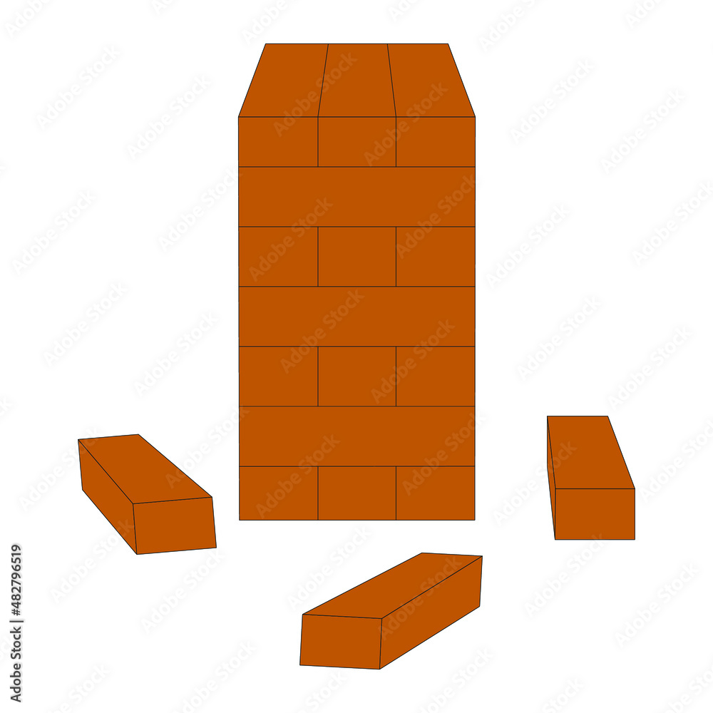 Jenga game vector illustration in line filled design Stock Vector ...