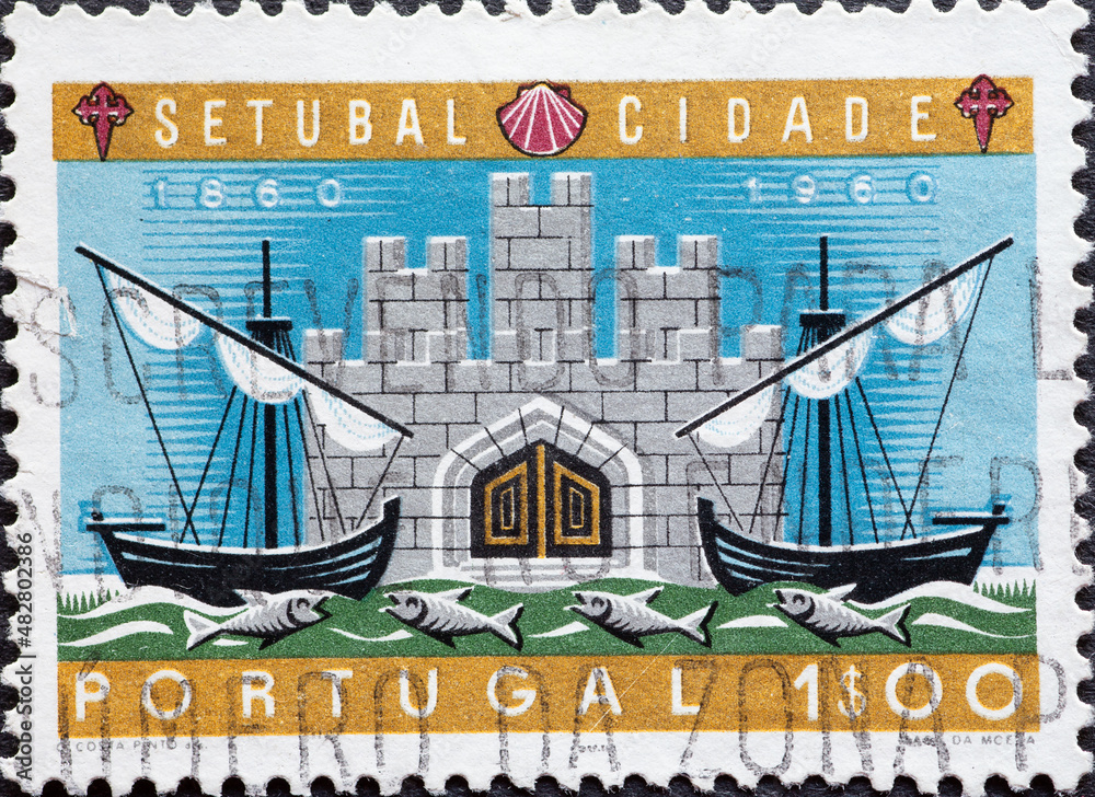 Portugal - circa 1961: a postage stamp from Portugal, showing a.two ...