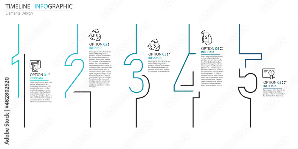 Vector abstract element infographics timeline 5 step. Design for ...