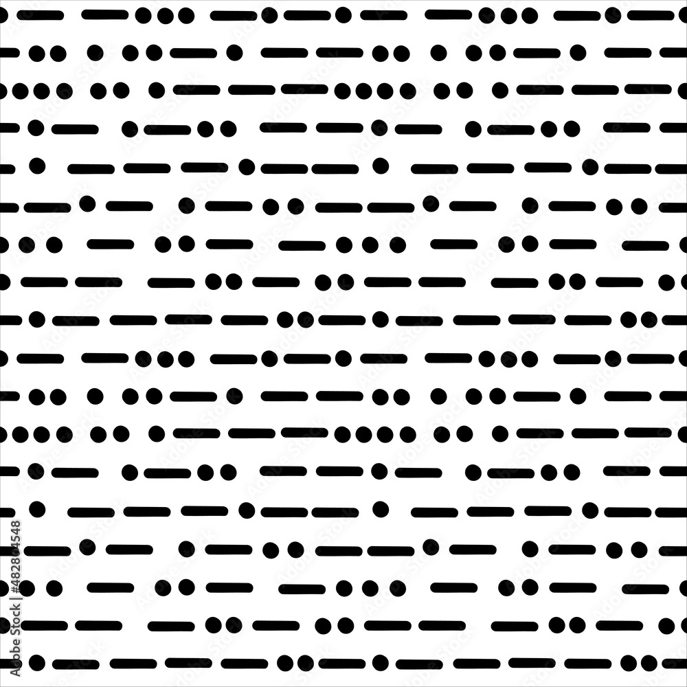 Hand drawn seamless pattern with Morse code elements, black and white ...