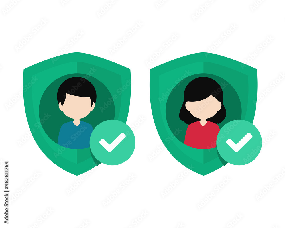 Shield avatar profile with checkmark. Vector illustration Stock Vector ...