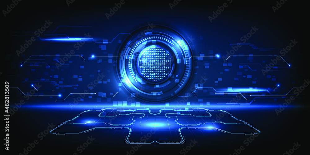 Vector illustrations of digital futuristic technology perspective floor ...