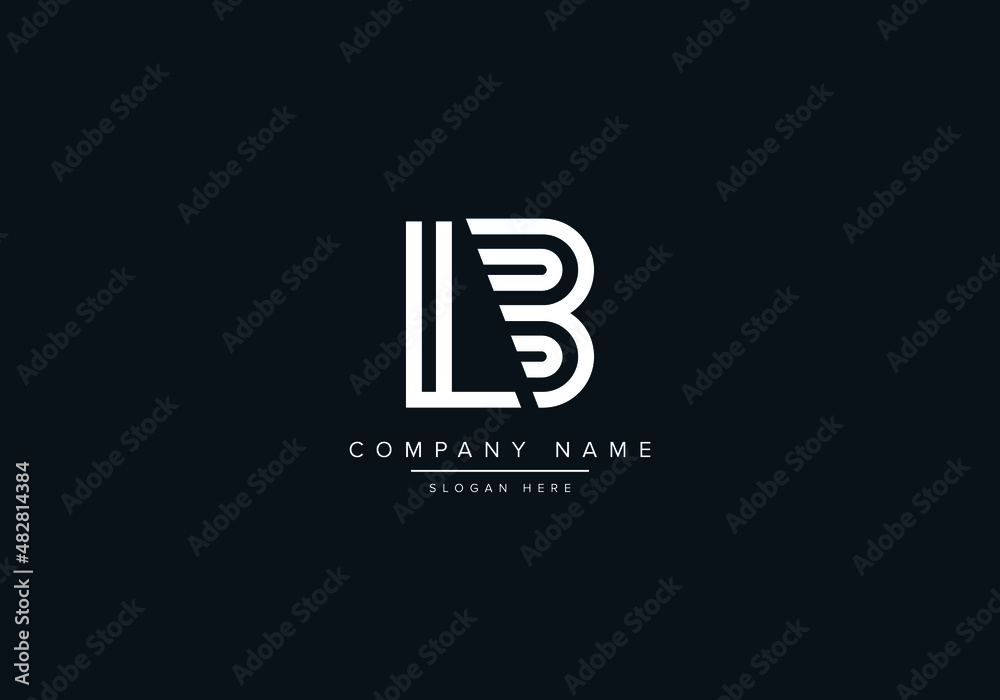 Initial letter LB BL logo, minimalist line art monogram logo, black ...