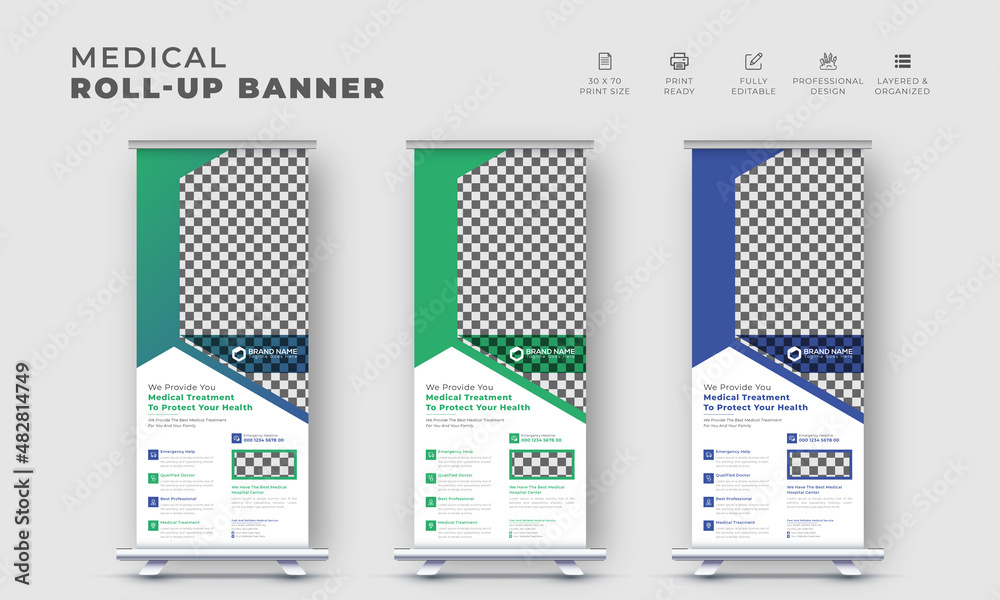 Medical healthcare treatment roll up or display exhibition x standee ...