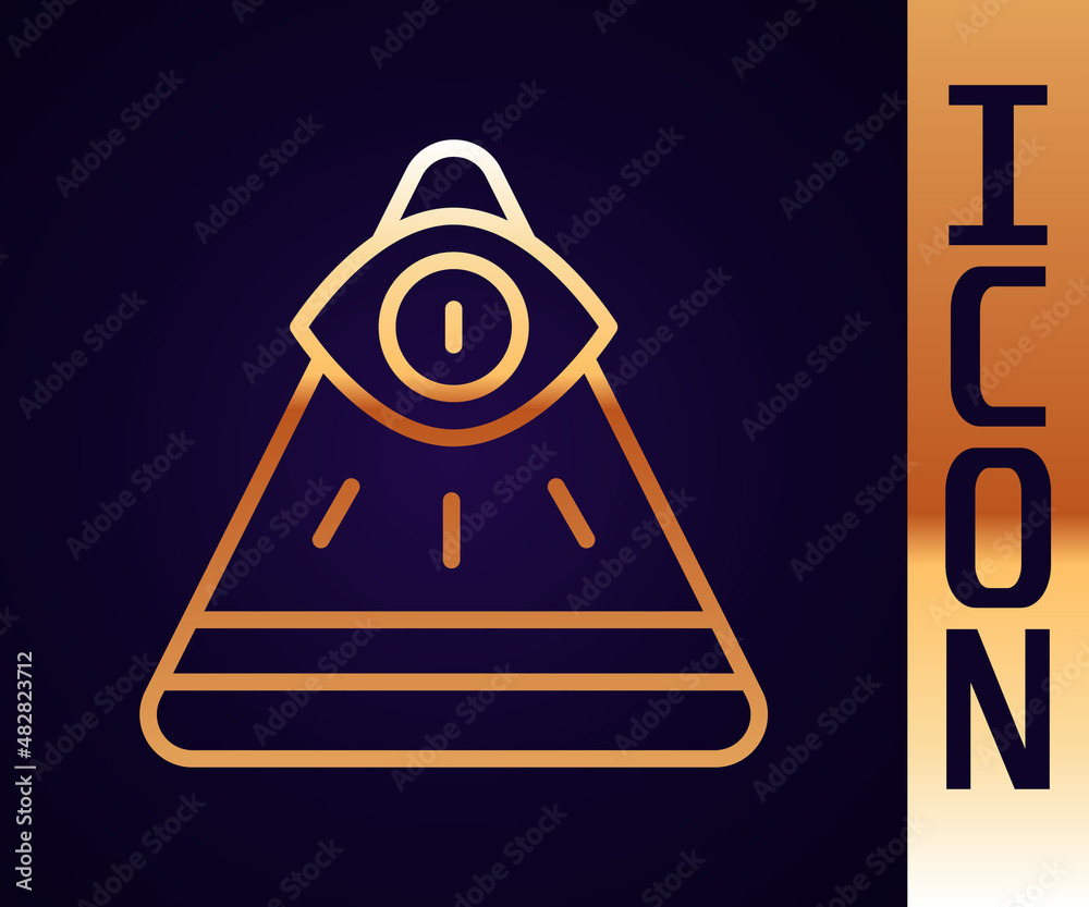 Gold line Masons symbol All-seeing eye of God icon isolated on black ...