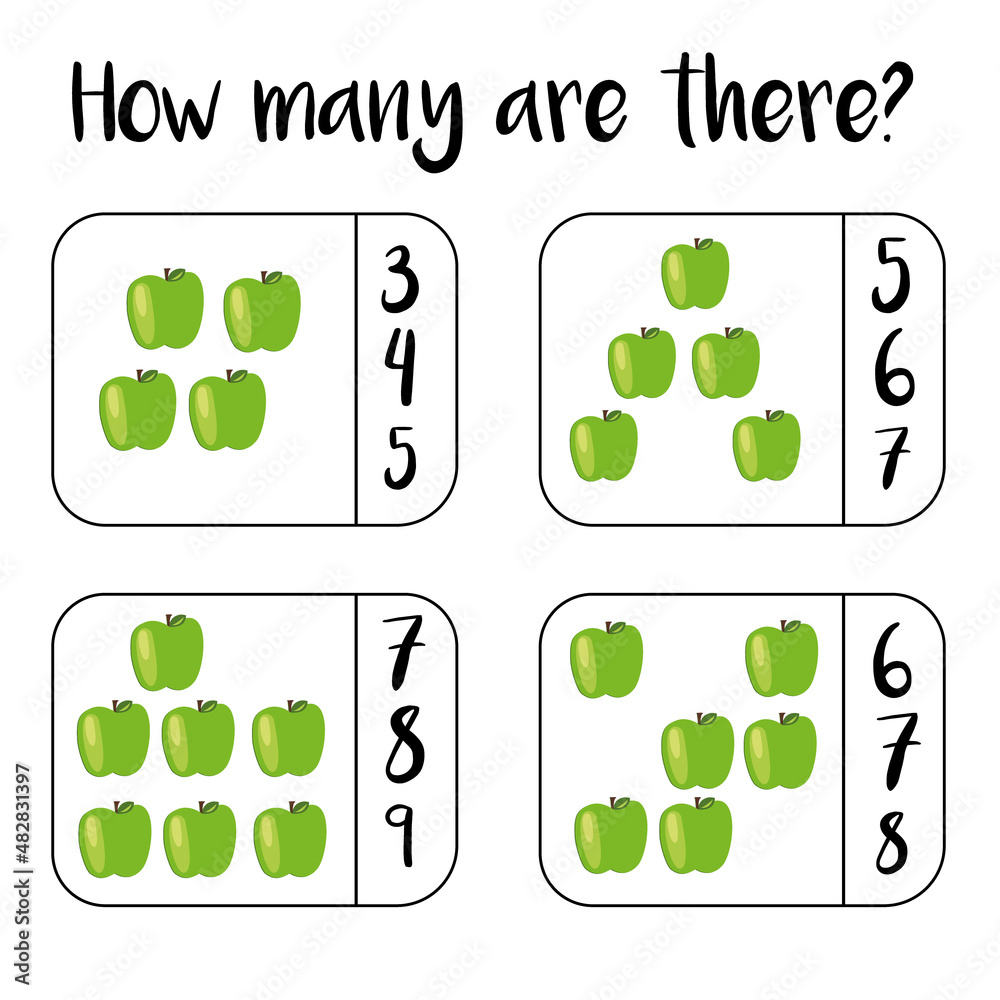Counting educational math children game, kids activity worksheet. How ...