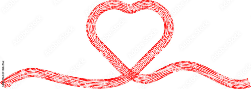 Photo & Art Print Tire tracks in heart form, miloje
