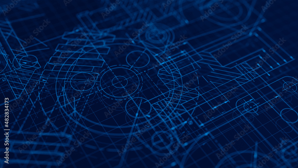 Blueprints engineer technician design drawing mechanical gear ...