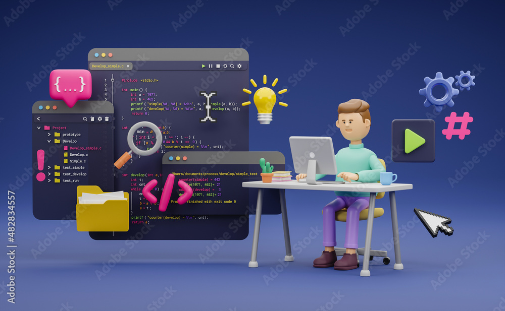 Programmer Developer Typing Script Source Languages Coding Symbols Icon Development Project Data