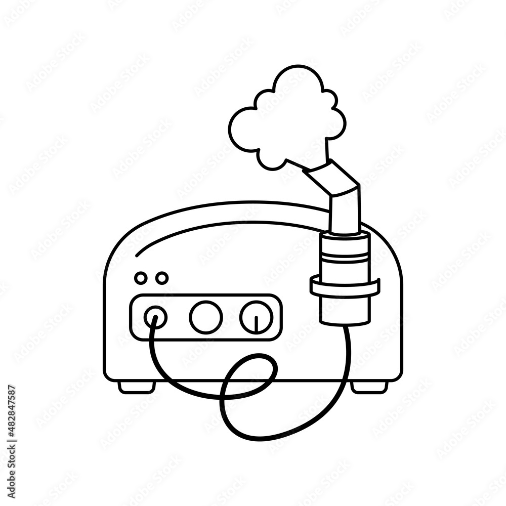 Vector illustration of a compressor nebulizer. A medical device for the ...