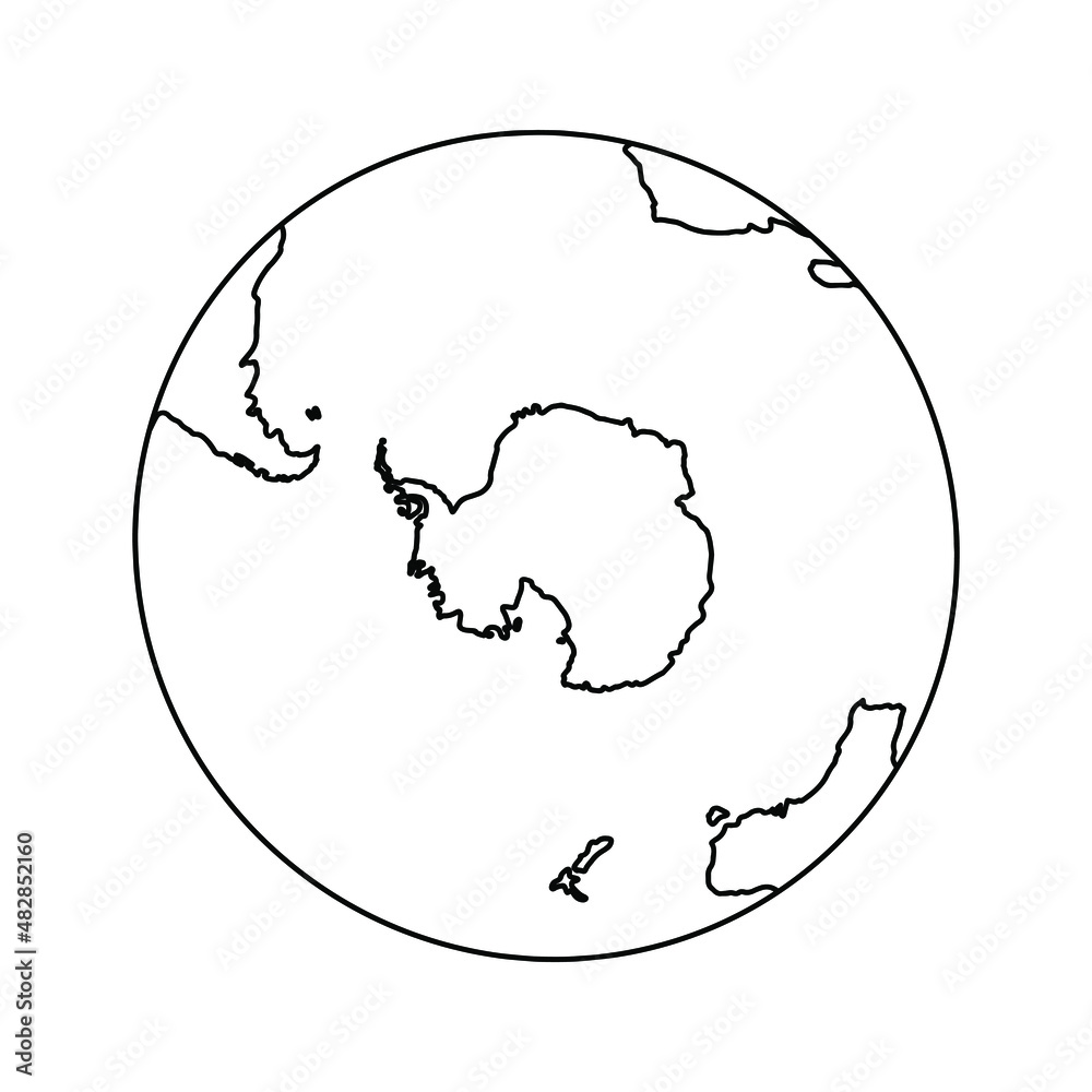 Linear earth silhouette. From the Antarctic side. Globe. Planet Earth ...