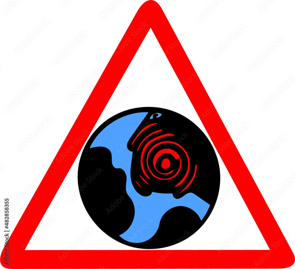 earthquake, earth crust, richer, world, shaking, warning traffic sign ...