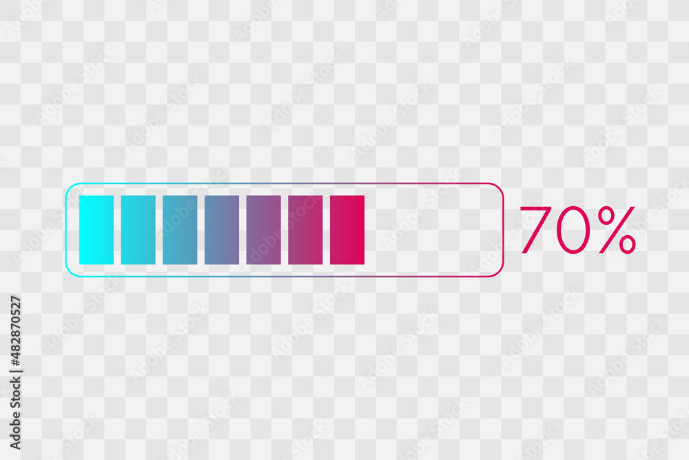 70 percent chart. Vector percentage infographics. Isolated gradient ...