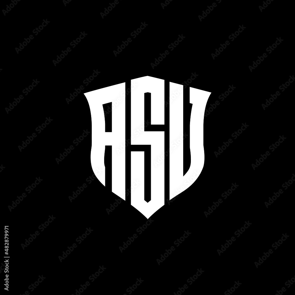 ASU letter logo design with black background in illustrator, vector ...