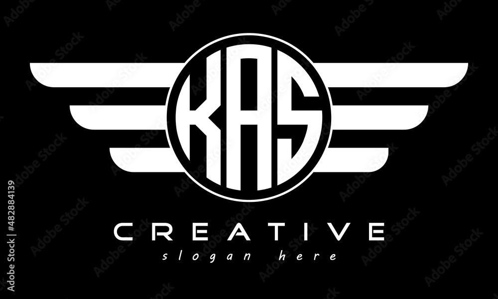 KAS three letter monogram type circle letter logo with wings vector ...