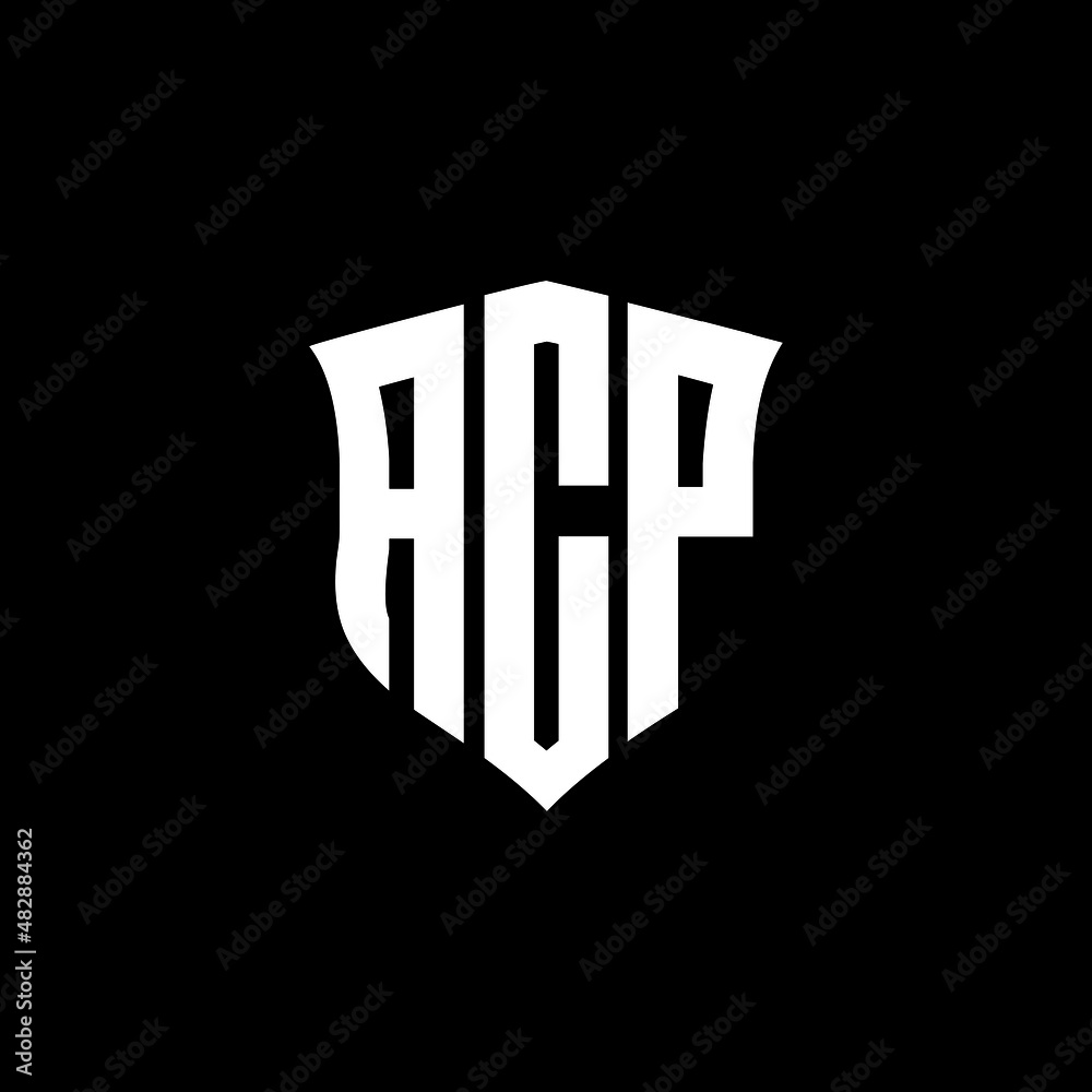ACP letter logo design with black background in illustrator, vector ...