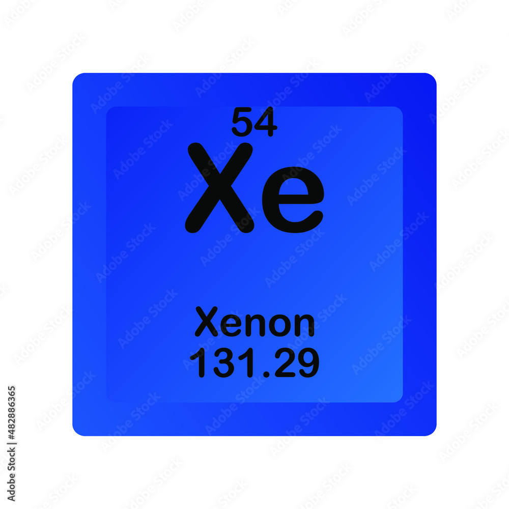 Xenon Xe Chemical Element vector illustration diagram, with atomic ...