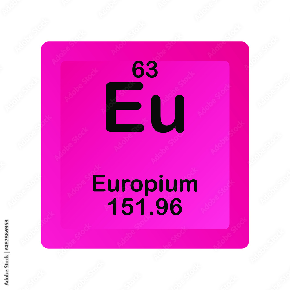 Europium Eu Chemical Element vector illustration diagram, with atomic ...
