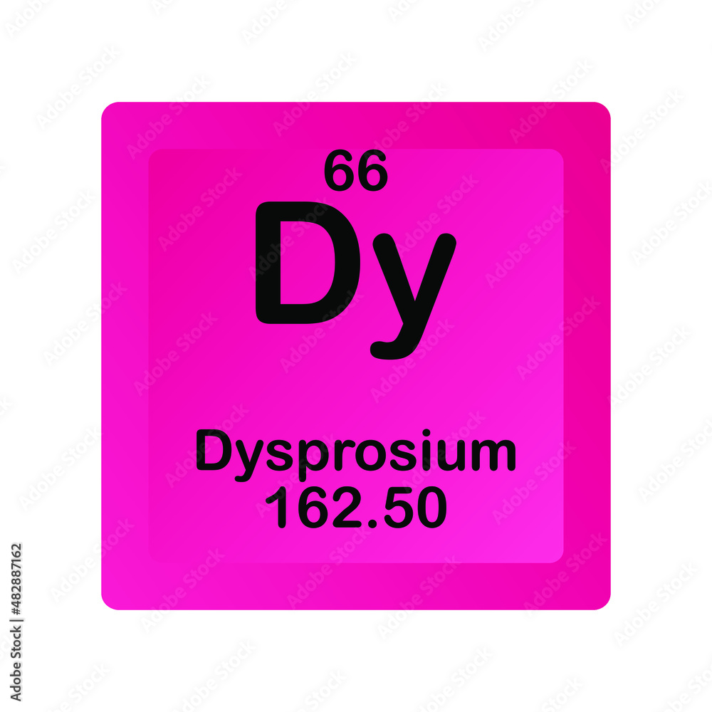 Dysprosium Dy Chemical Element vector illustration diagram, with atomic ...