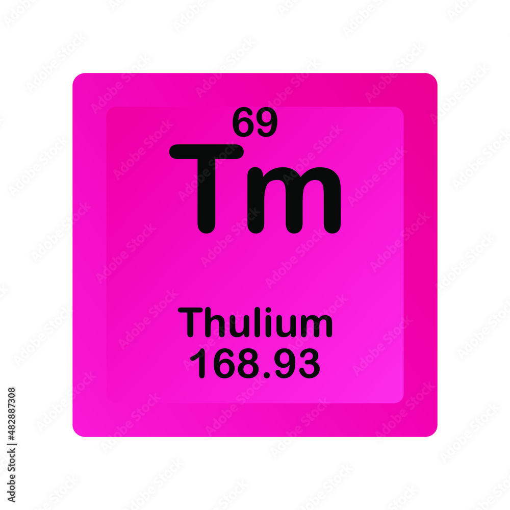 Thulium Tm Chemical Element vector illustration diagram, with atomic ...