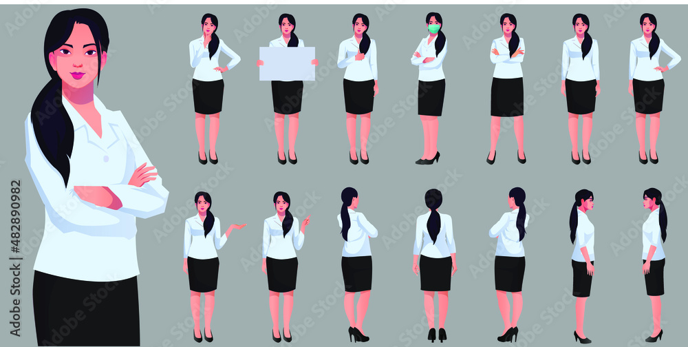 set of fat business people vector characters design diffrent posses ...