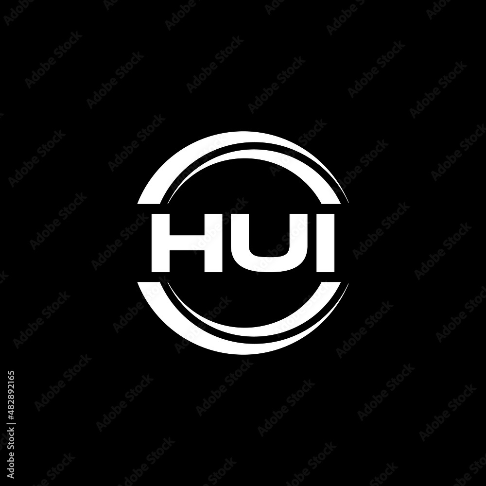 HUI letter logo design with black background in illustrator, vector ...