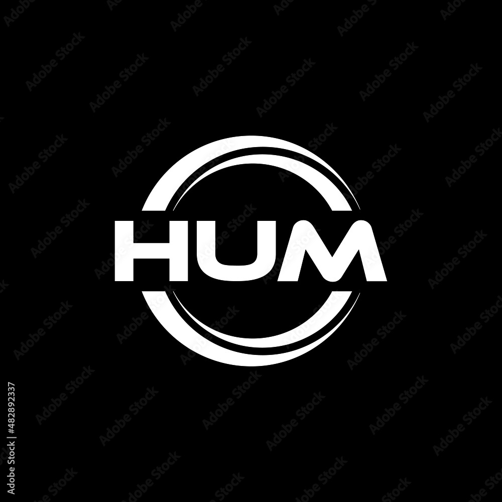 Vecteur Stock HUM letter logo design with black background in ...
