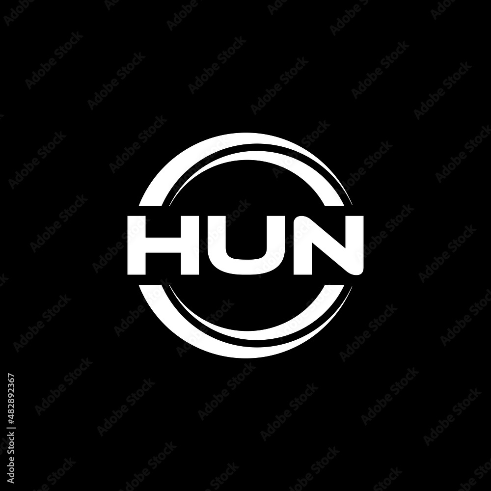 HUN letter logo design with black background in illustrator, vector ...