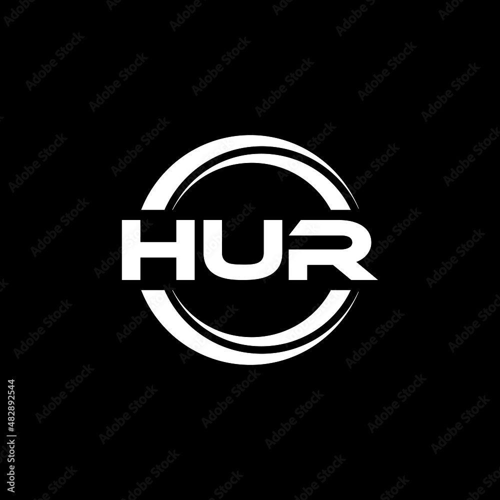 HUR letter logo design with black background in illustrator, vector ...